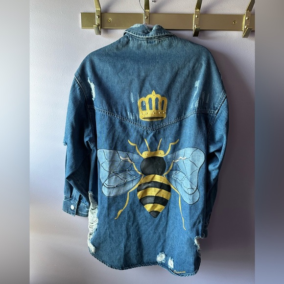 Grace | Jackets & Coats | Nwt Grace Hand Painted Queen Bee Distressed ...